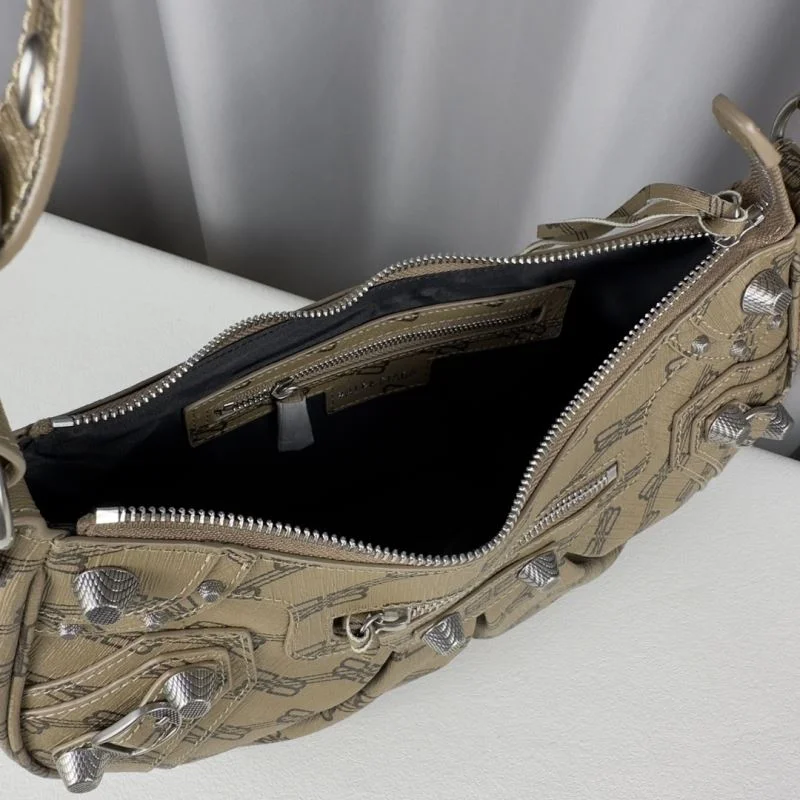 Official Balenciaga Le Cagole Half-Moon Bag - Brown Old Flower Edition
