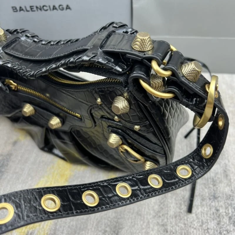 Affordable Balenciaga Le Cagole Half-Moon Crocodile Dumpling Bag