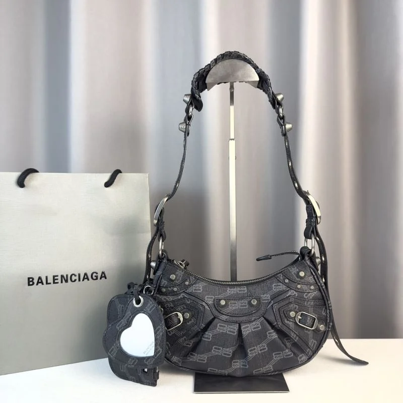 Balenciaga Le Cagole Half-Moon Crossbody Bag - Black