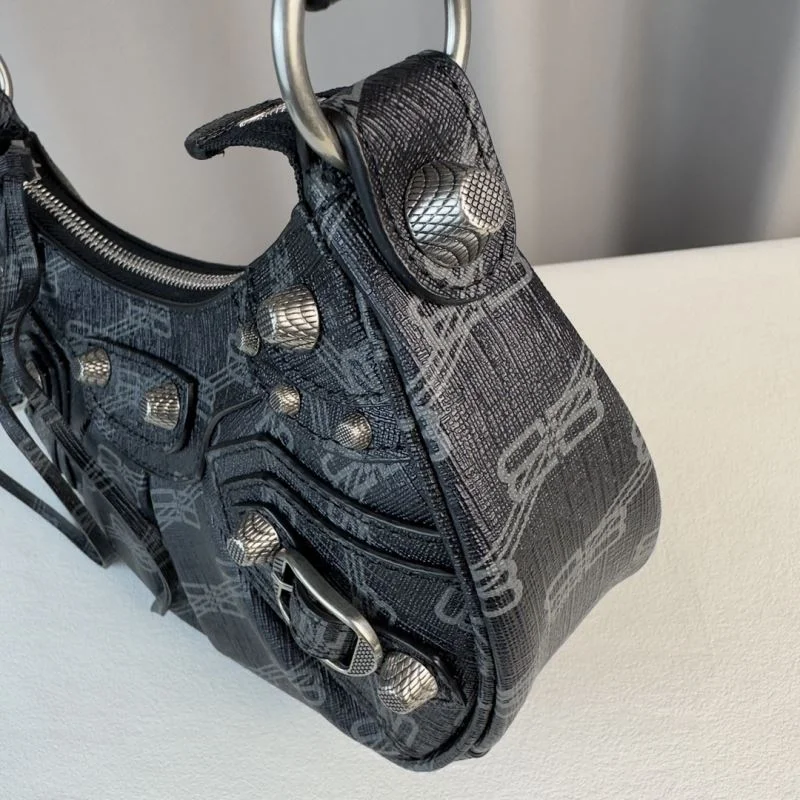 Real Balenciaga Le Cagole Half-Moon Crossbody Bag - Black