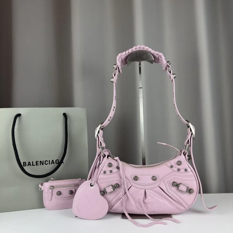 Balenciaga Le Cagole Half-Moon Crossbody Bag with Heart Mirror