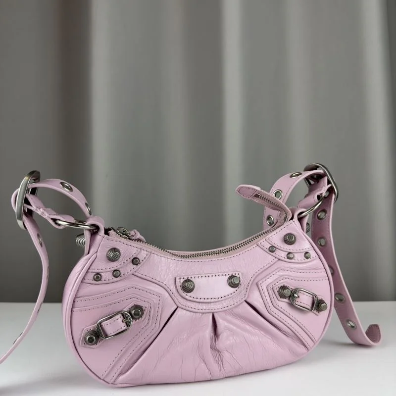 Value-priced Balenciaga Le Cagole Half-Moon Crossbody Bag with Heart Mirror