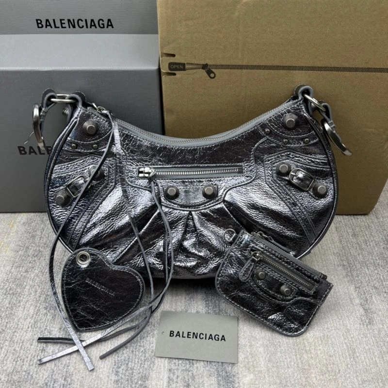 Balenciaga Le Cagole Half-Moon Dumpling Bag - Silver Edition