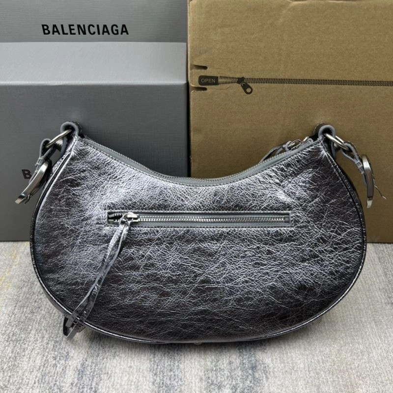 Budget-friendly Balenciaga Le Cagole Half-Moon Dumpling Bag - Silver Edition