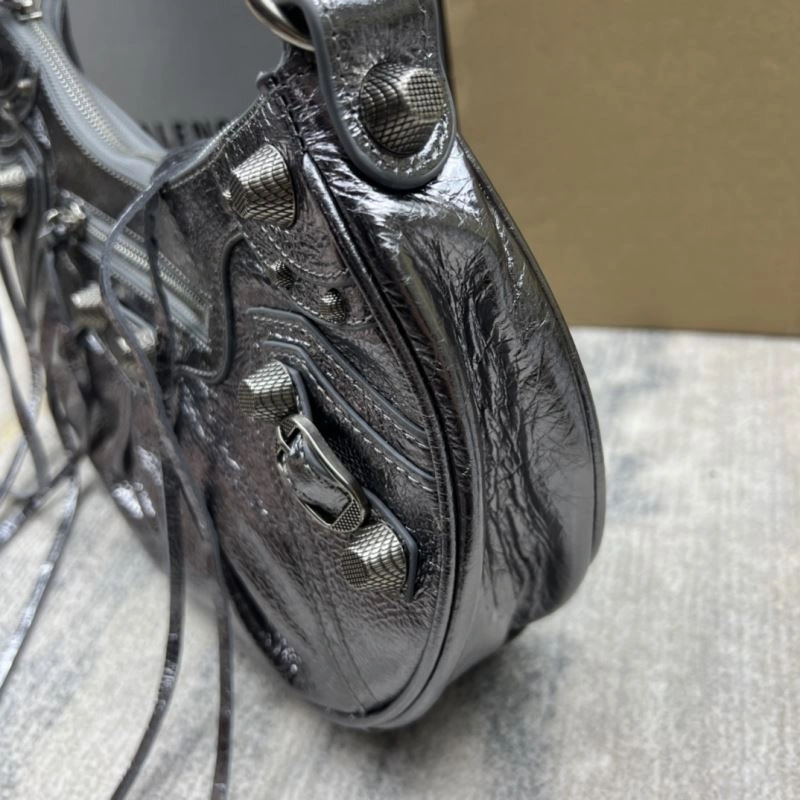 Budget-friendly Balenciaga Le Cagole Half-Moon Dumpling Bag - Silver Edition
