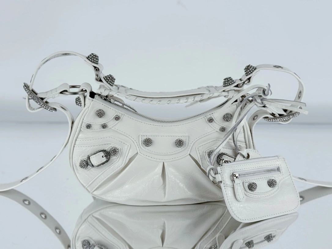 Balenciaga Le Cagole Half-Moon Dumpling Bag - Small White Wax