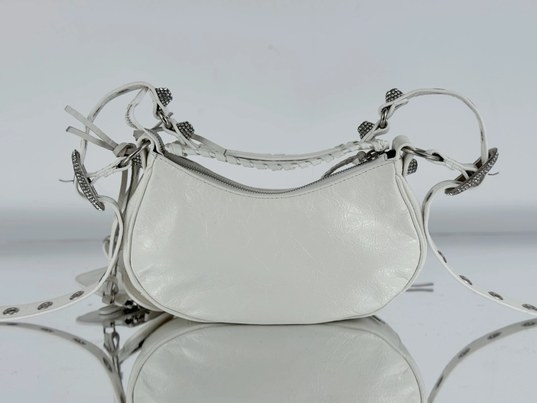 Reasonably priced Balenciaga Le Cagole Half-Moon Dumpling Bag - Small White Wax