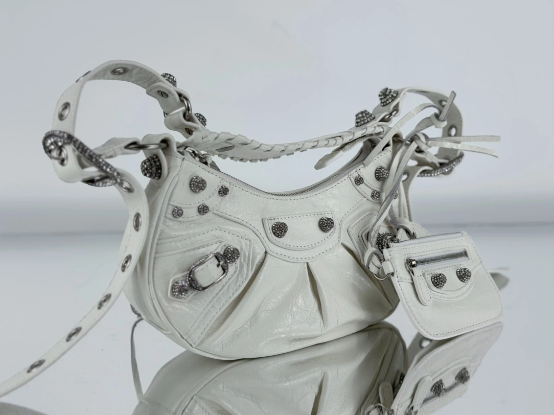 Reasonably priced Balenciaga Le Cagole Half-Moon Dumpling Bag - Small White Wax