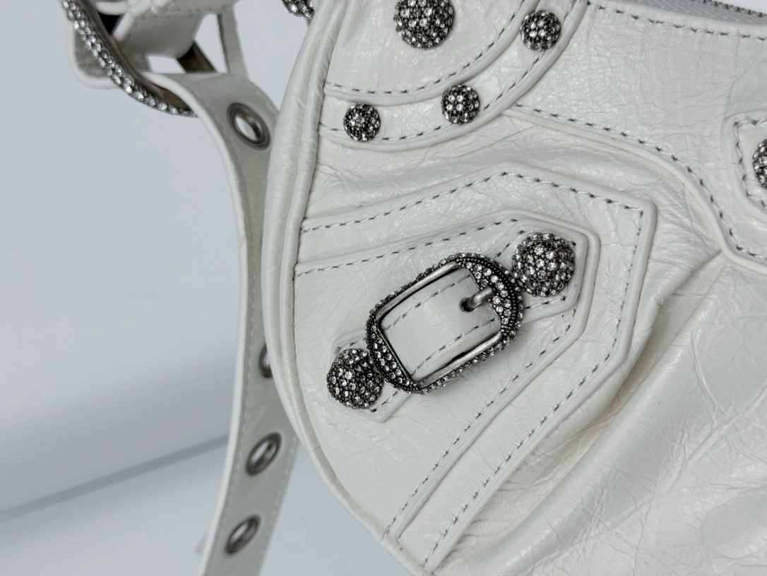 Reasonably priced Balenciaga Le Cagole Half-Moon Dumpling Bag - Small White Wax