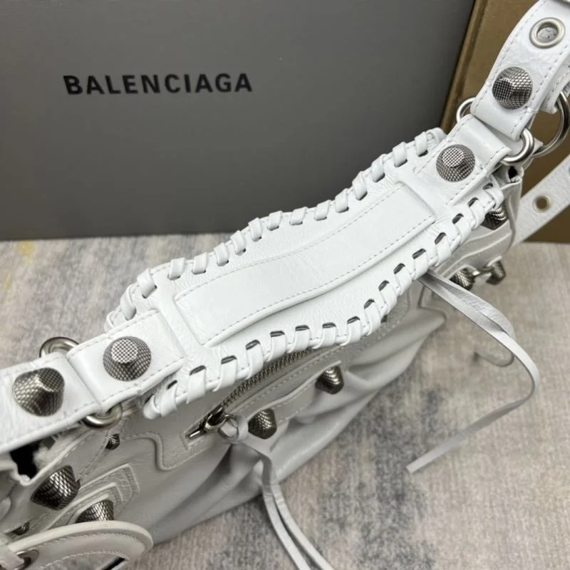 Budget-friendly Balenciaga Le Cagole Half-Moon Dumpling Bag in Oil Wax White