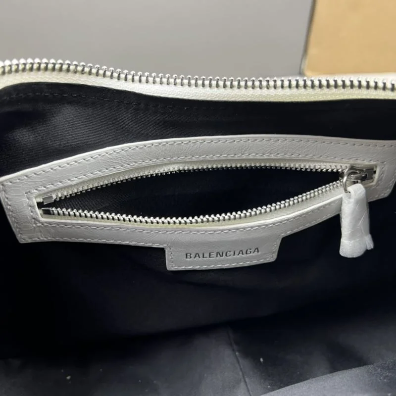 Budget-friendly Balenciaga Le Cagole Half-Moon Dumpling Bag in Oil Wax White