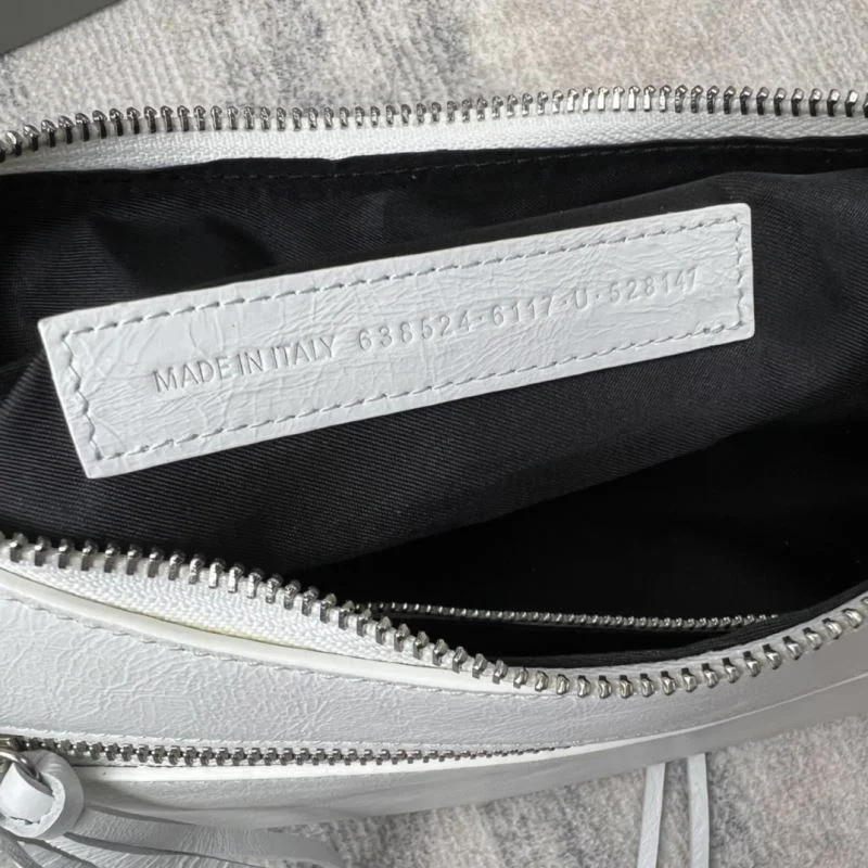 Budget-friendly Balenciaga Le Cagole Half-Moon Dumpling Bag in Oil Wax White