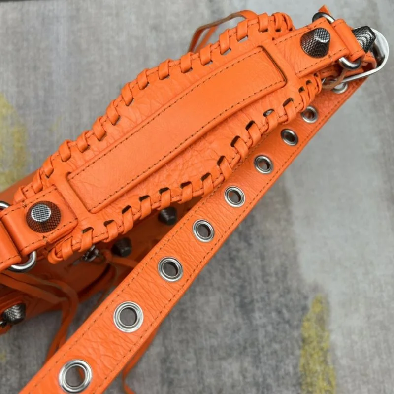Inexpensive Balenciaga Le Cagole Half-Moon Dumpling Bag in Orange Wax