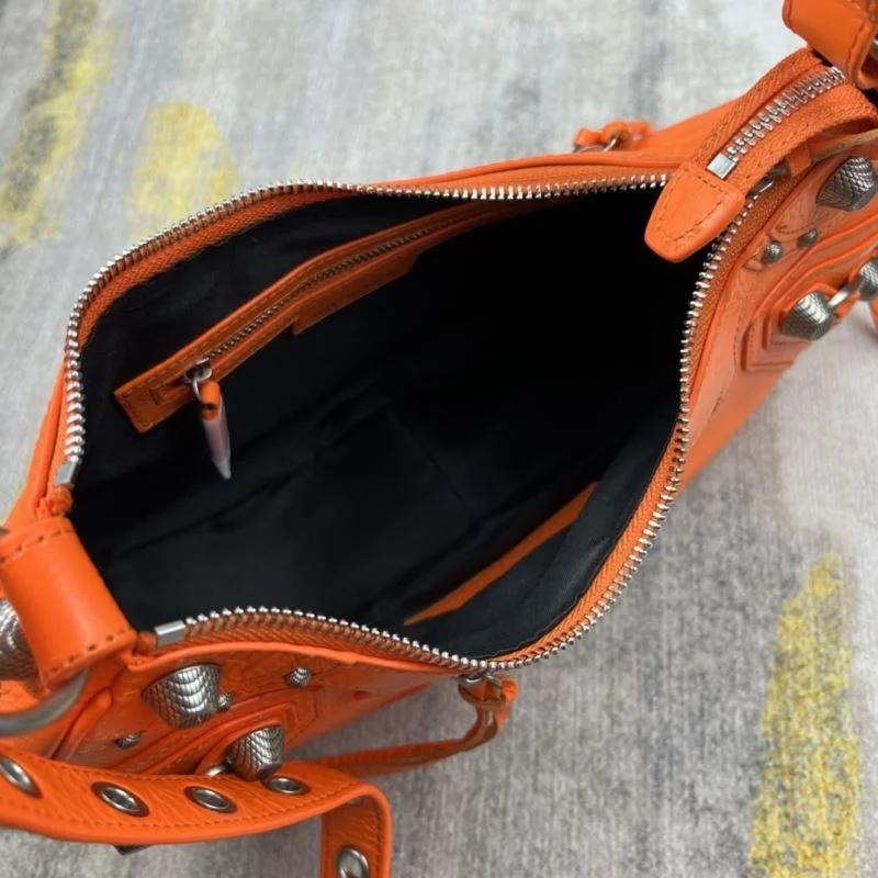Inexpensive Balenciaga Le Cagole Half-Moon Dumpling Bag in Orange Wax