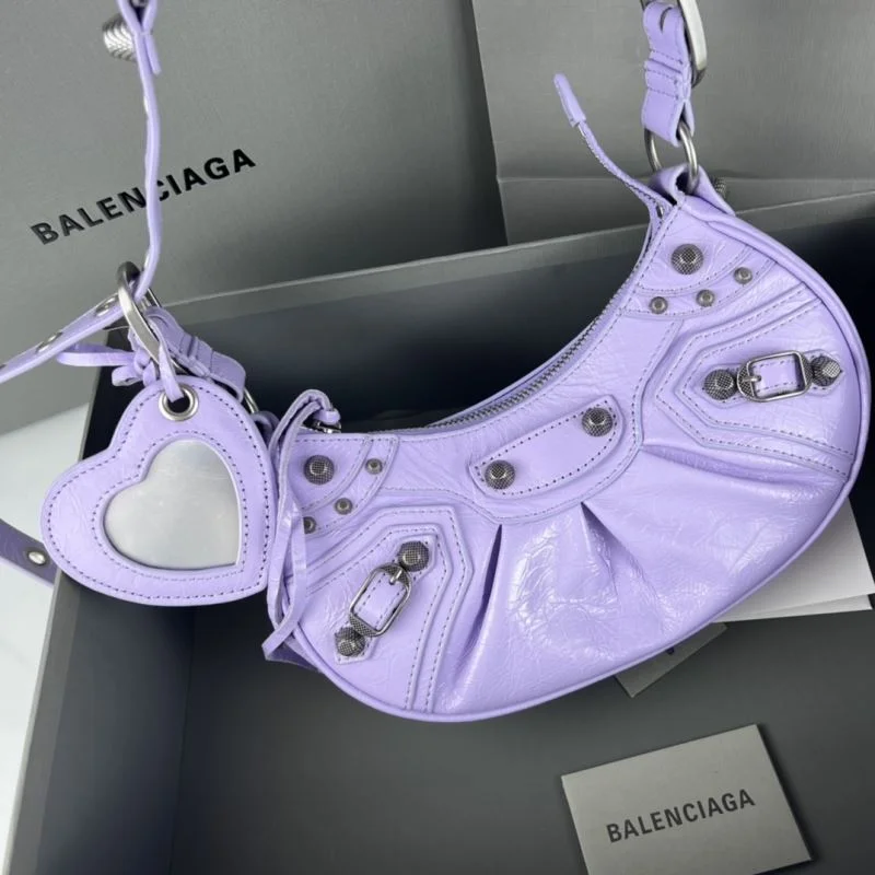 Low-cost Balenciaga Le Cagole Half-Moon Dumpling Bag in Purple