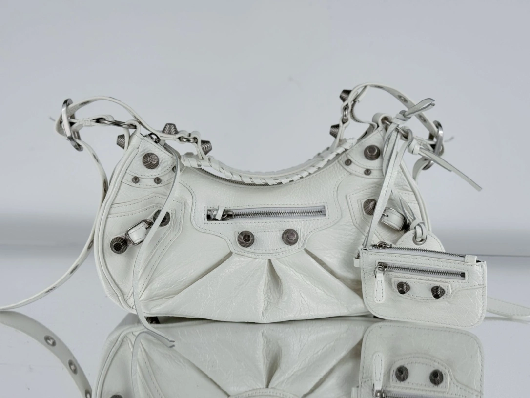 Balenciaga Le Cagole Half-Moon Dumpling Bag with Silver Buckle