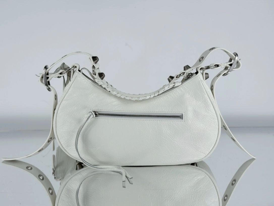 Bargain Balenciaga Le Cagole Half-Moon Dumpling Bag with Silver Buckle