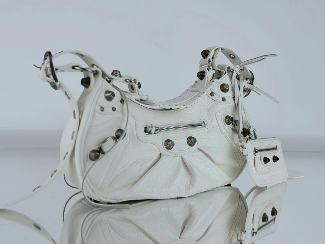 Bargain Balenciaga Le Cagole Half-Moon Dumpling Bag with Silver Buckle