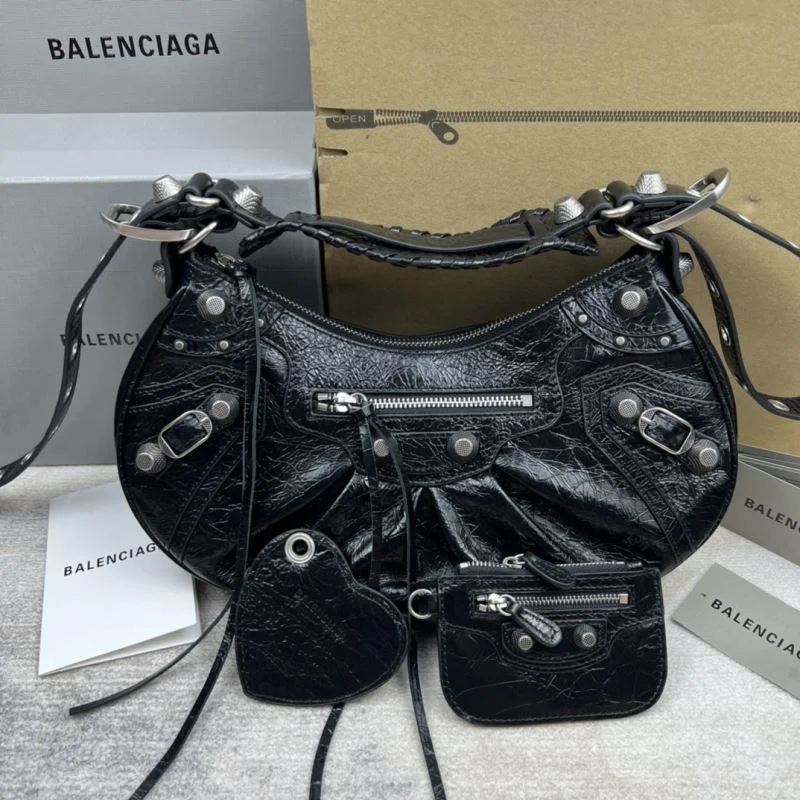 Balenciaga Le Cagole Half-Moon Leather Dumpling Bag