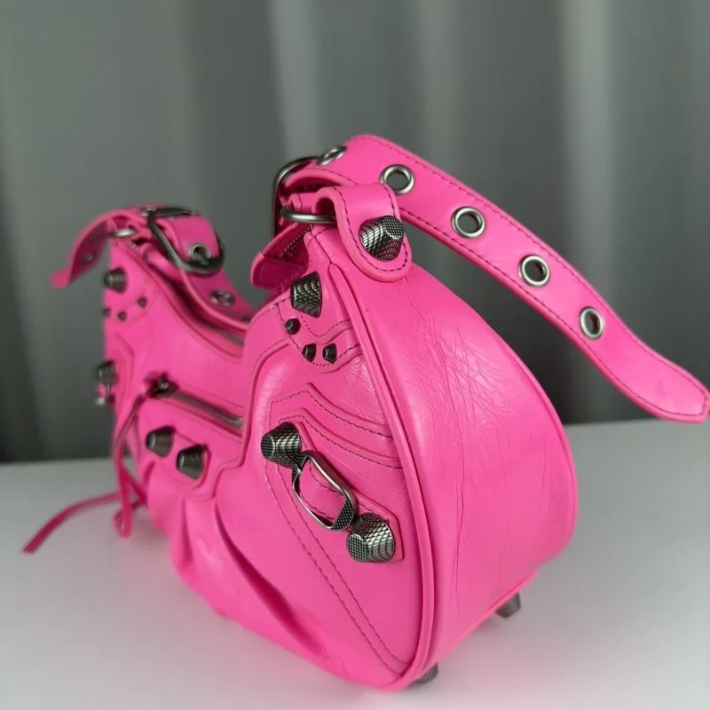 Genuine Balenciaga Le Cagole Half-Moon Pink Twill Crossbody Bag