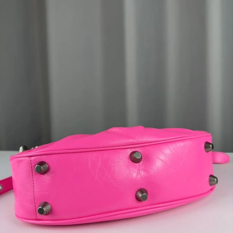 Genuine Balenciaga Le Cagole Half-Moon Pink Twill Crossbody Bag