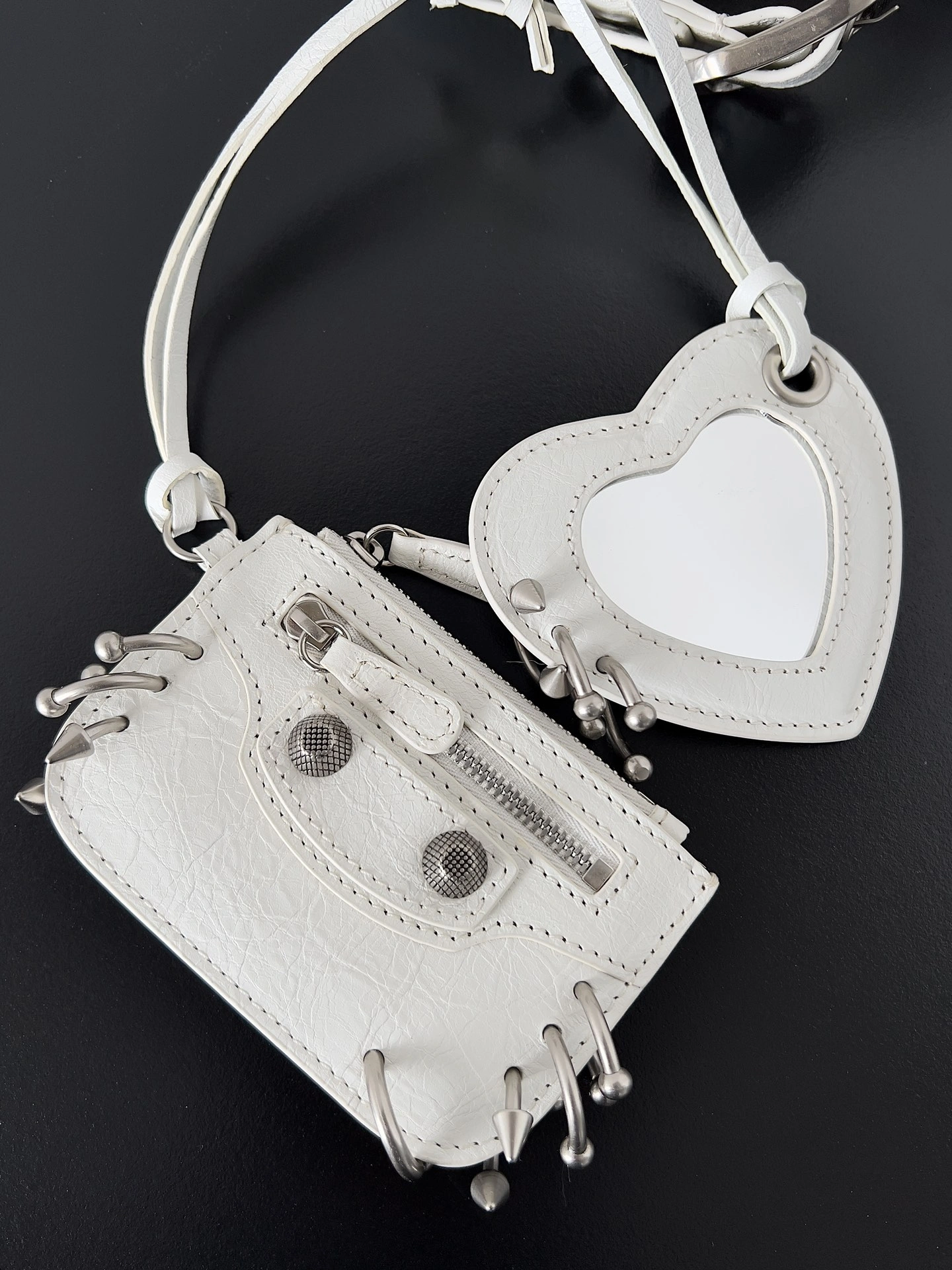 Inexpensive Balenciaga Le Cagole Half-Moon Studded Handbag with Adjustable Strap