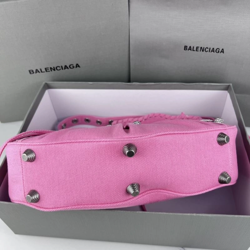 Genuine Balenciaga Le Cagole Large Rhinestone Pink Half-Moon Shoulder Bag