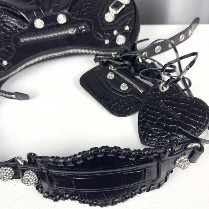 Budget-friendly Balenciaga Le Cagole Luxe Crocodile-Embossed Shoulder Bag