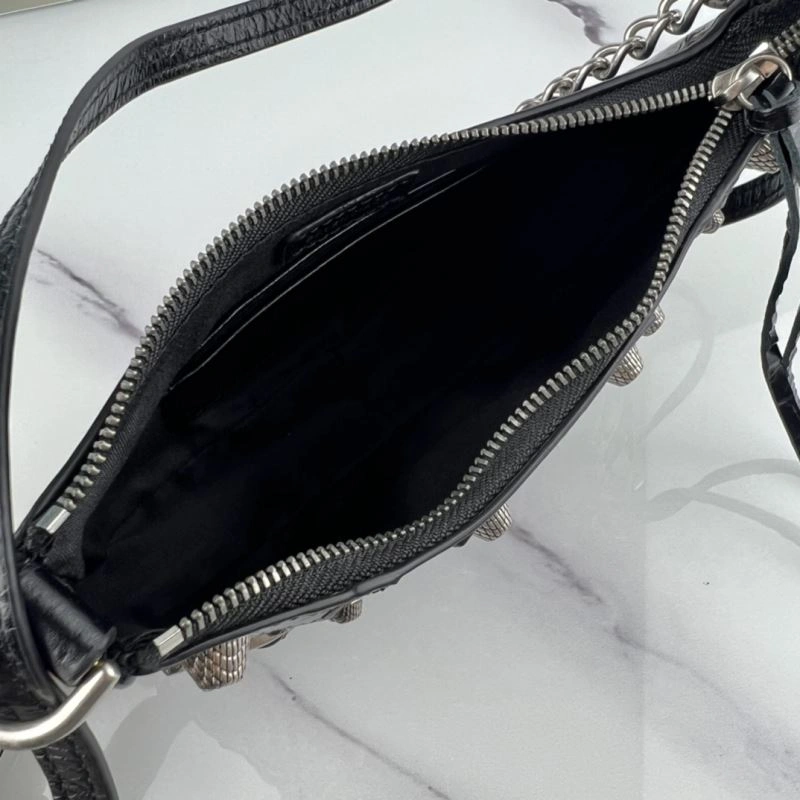 Perfect replica Balenciaga Le Cagole Mini Cracked Black with Silver Buckle Bag