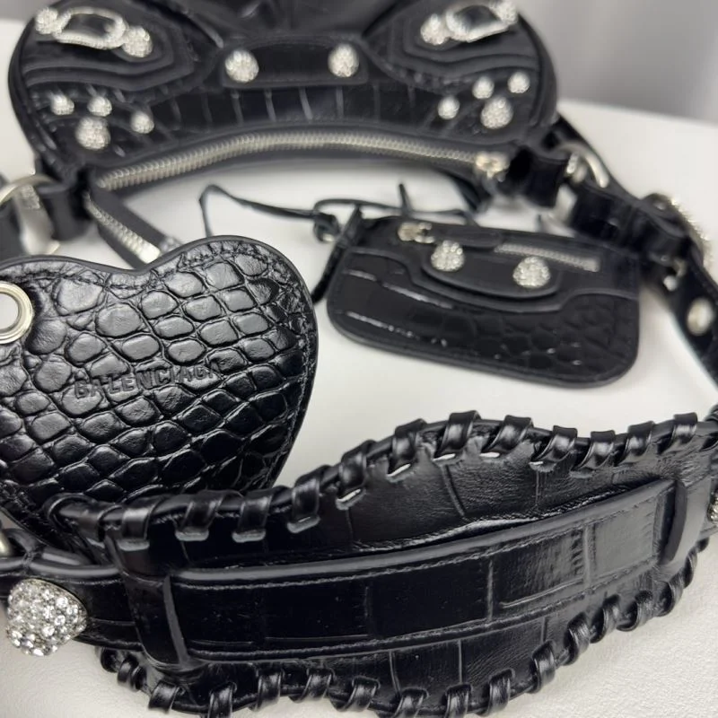 High fidelity Balenciaga Le Cagole Mini Croc-Patterned Shoulder Bag