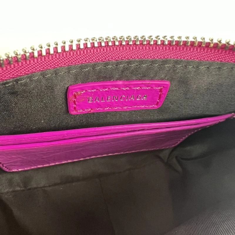 Brand-authenticated Balenciaga Le Cagole Mini Crocodile Fluorescent Rose Red Bag