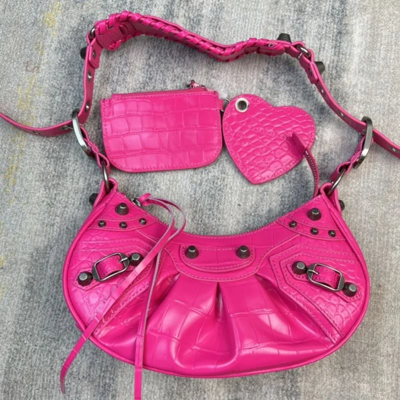 High accuracy Balenciaga Le Cagole Mini Crocodile Half-Moon Bag
