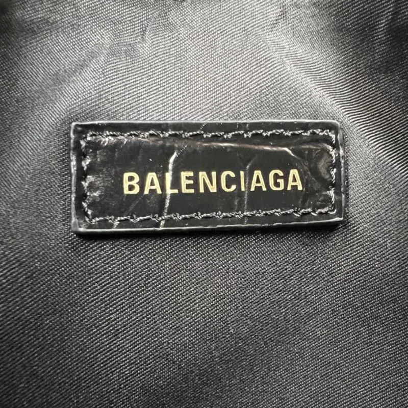 Official Balenciaga Le Cagole Mini Crocodile Half-Moon Bag