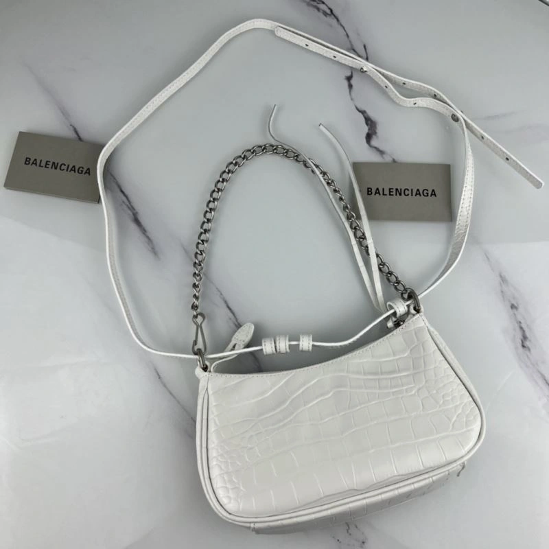 1:1 copy Balenciaga Le Cagole Mini Crocodile Pattern Bag with Silver Buckle