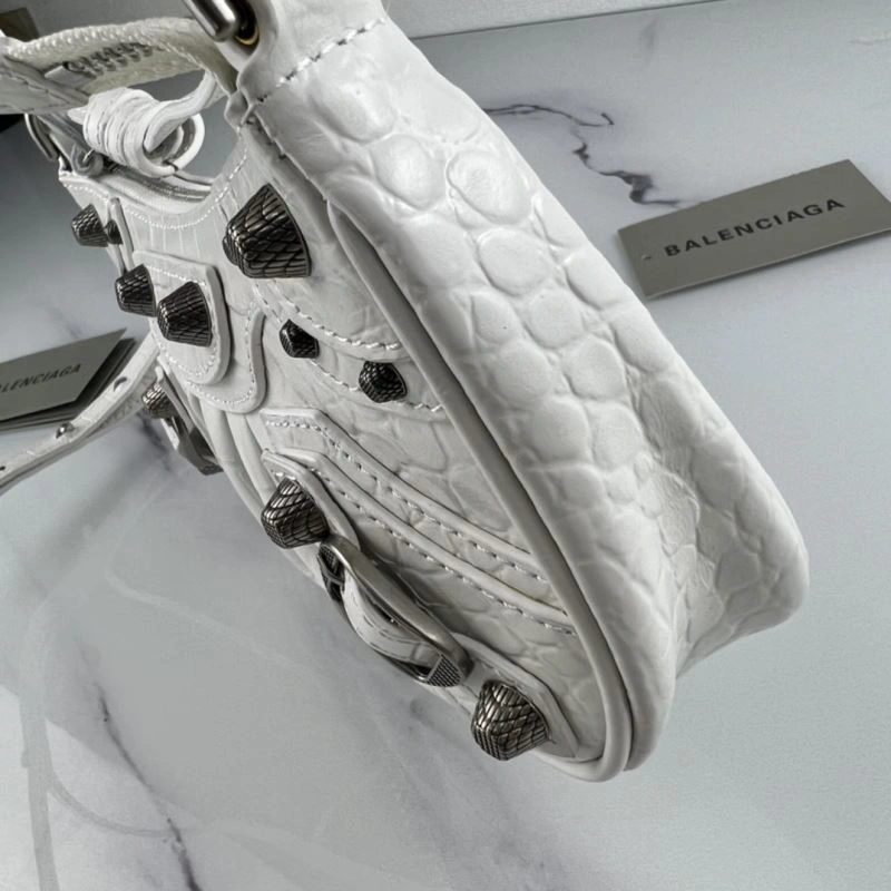 1:1 copy Balenciaga Le Cagole Mini Crocodile Pattern Bag with Silver Buckle