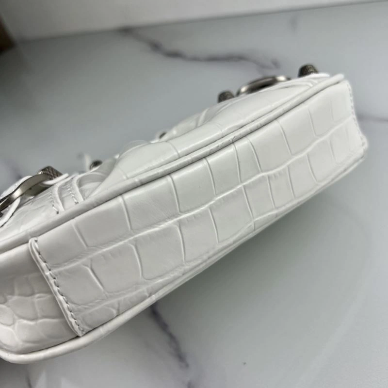 1:1 copy Balenciaga Le Cagole Mini Crocodile Pattern Bag with Silver Buckle