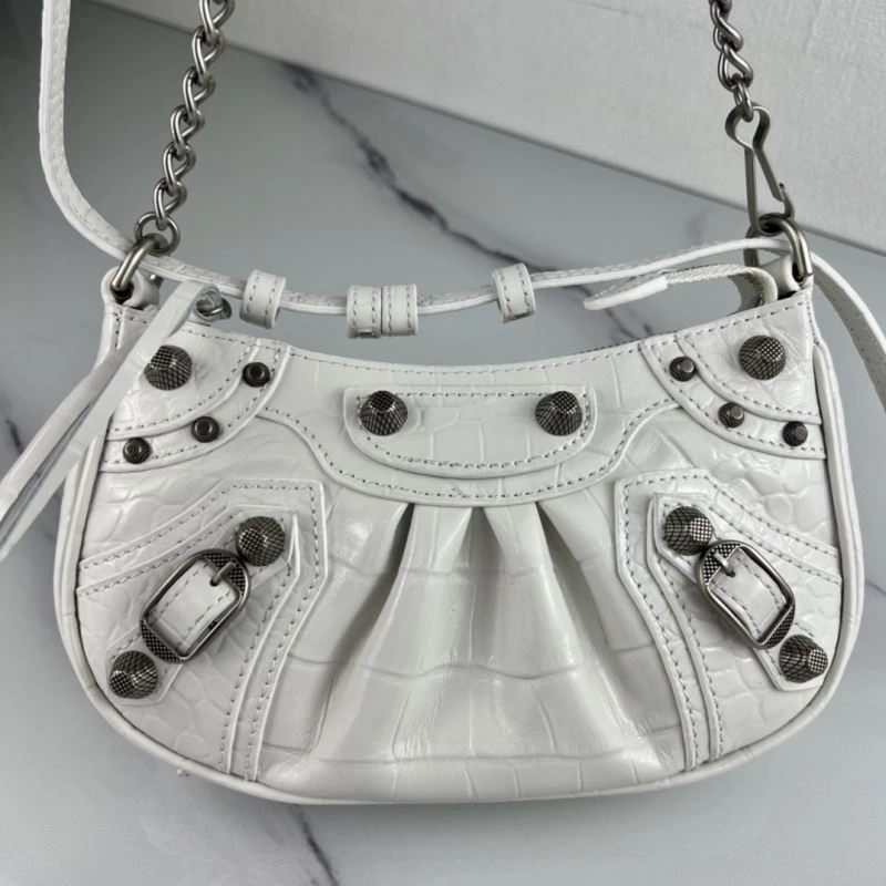 1:1 copy Balenciaga Le Cagole Mini Crocodile Pattern Bag with Silver Buckle