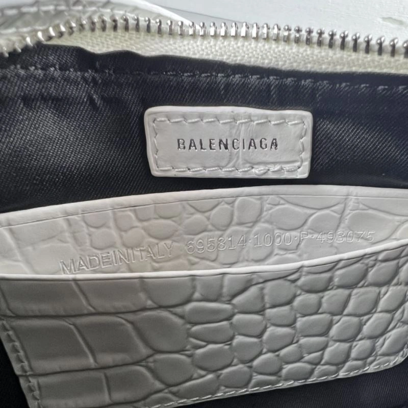 1:1 copy Balenciaga Le Cagole Mini Crocodile Pattern Bag with Silver Buckle