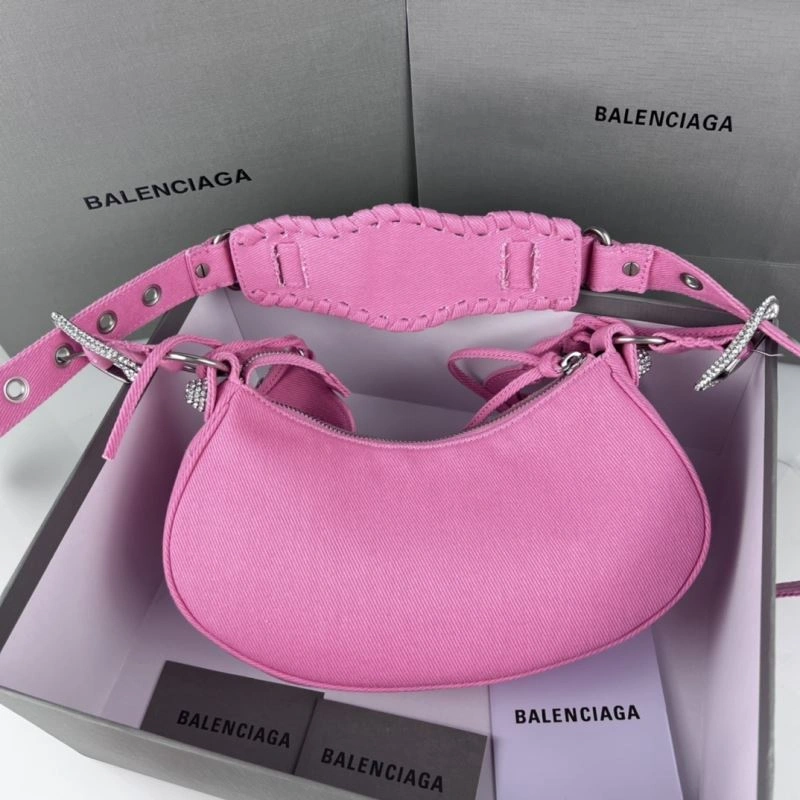 Discounted Balenciaga Le Cagole Mini Rhinestone Denim Half-Moon Bag