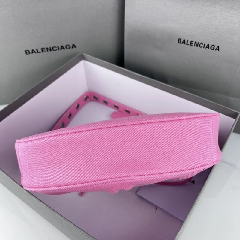 Discounted Balenciaga Le Cagole Mini Rhinestone Denim Half-Moon Bag