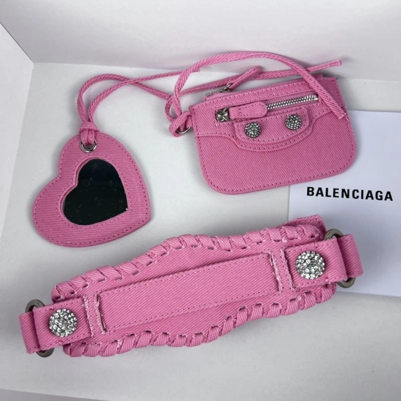 Discounted Balenciaga Le Cagole Mini Rhinestone Denim Half-Moon Bag