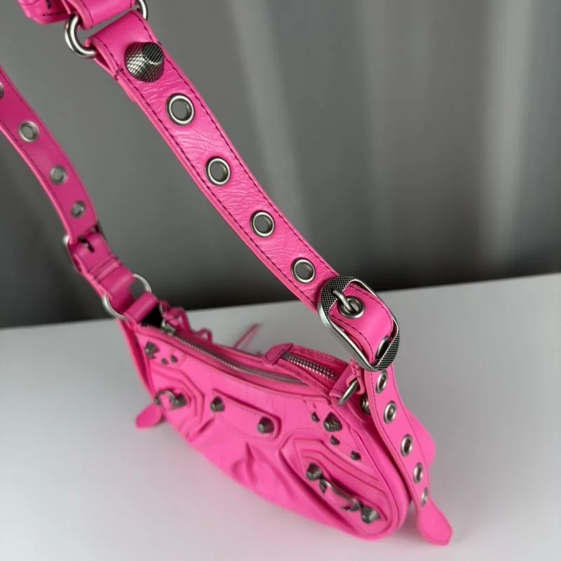 High fidelity Balenciaga Le Cagole Pink Half-Moon Crossbody Bag