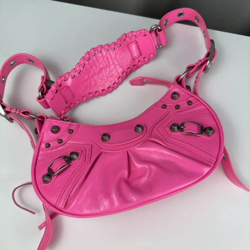 High fidelity Balenciaga Le Cagole Pink Half-Moon Crossbody Bag