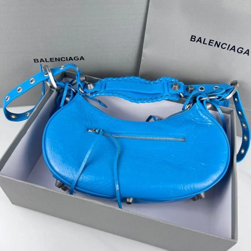 Real Balenciaga Le Cagole Retro Dumpling Bag in Light Blue