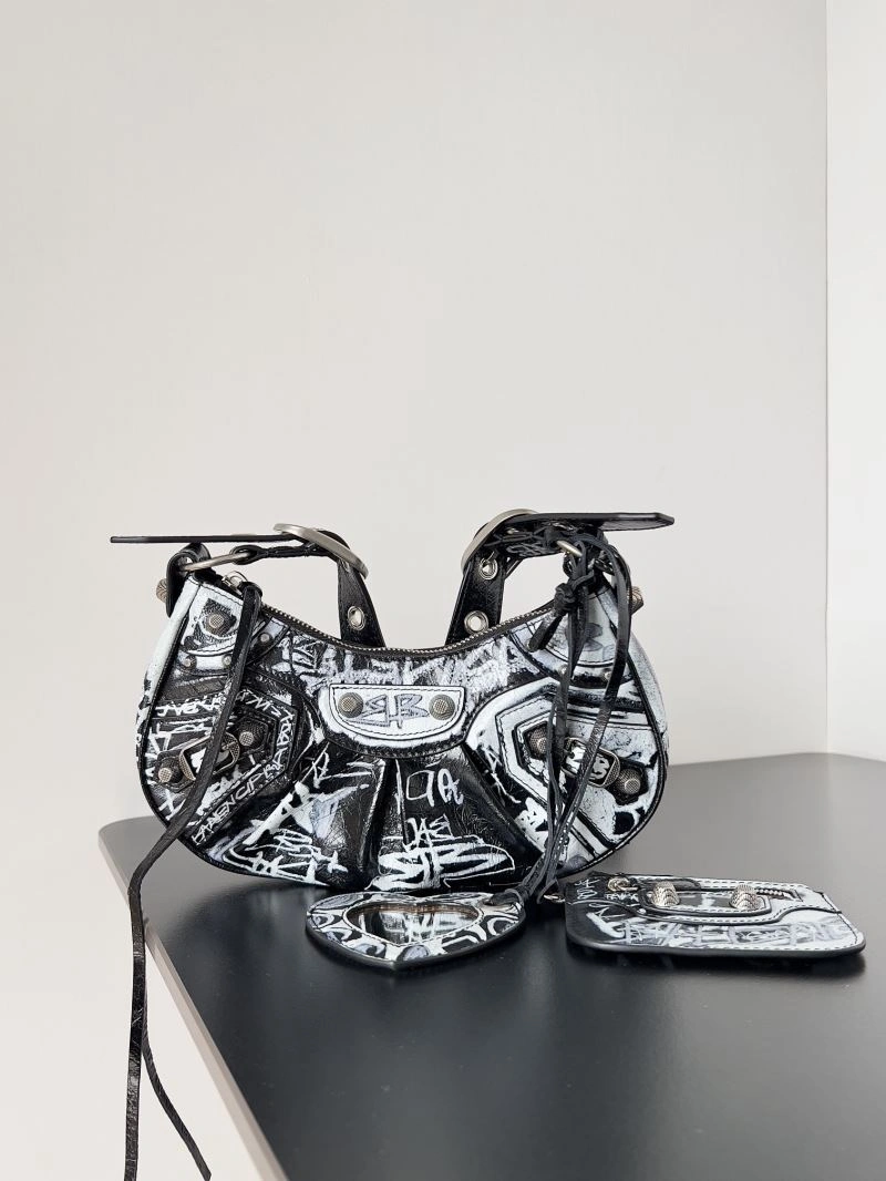 Balenciaga Le Cagole Retro Half-Moon Studded Handbag