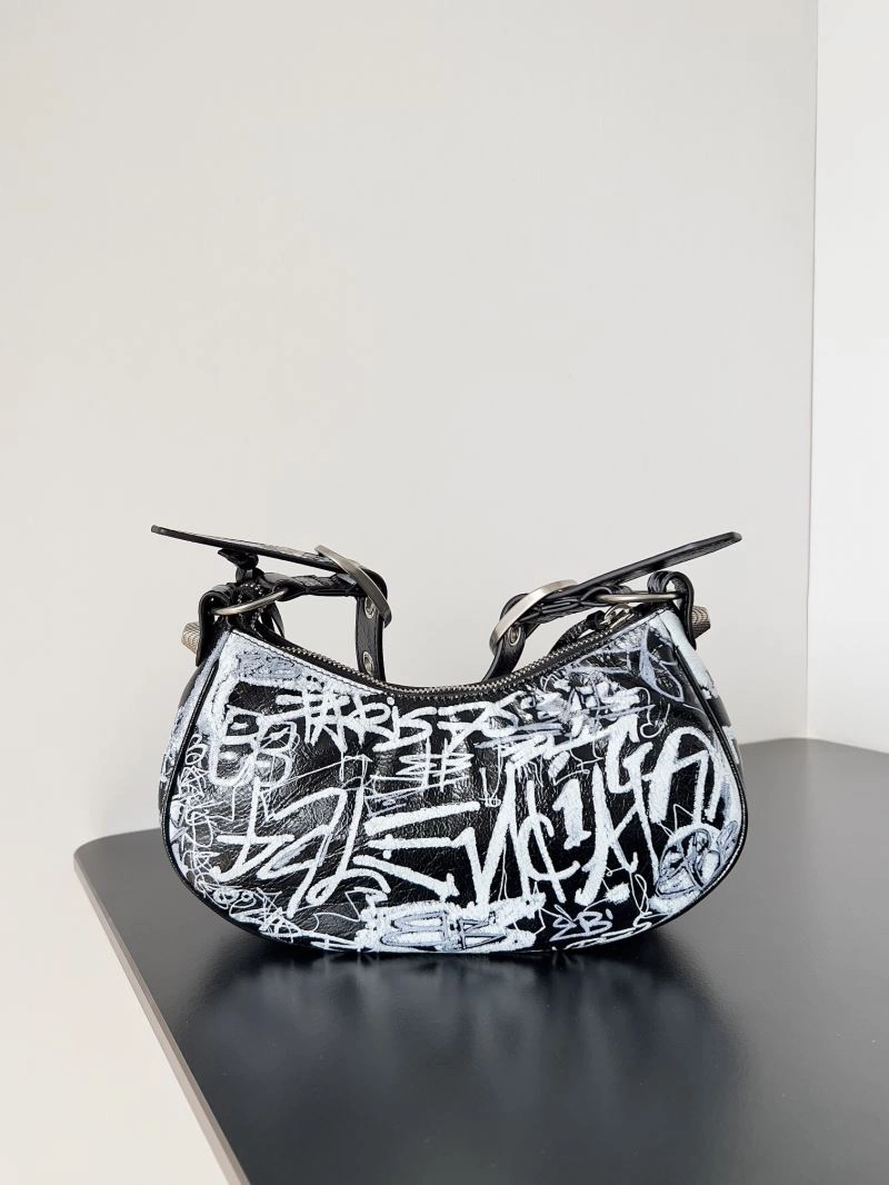 Budget-friendly Balenciaga Le Cagole Retro Half-Moon Studded Handbag