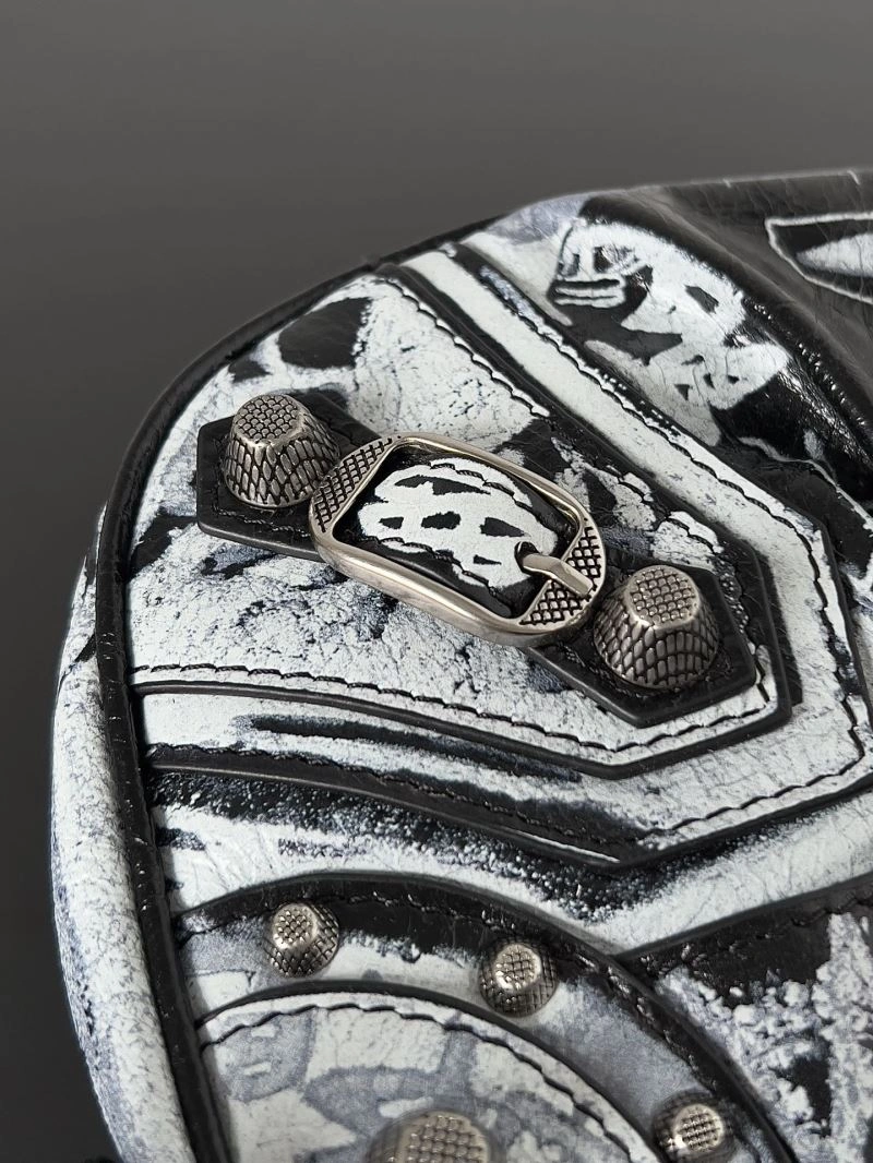 Budget-friendly Balenciaga Le Cagole Retro Half-Moon Studded Handbag