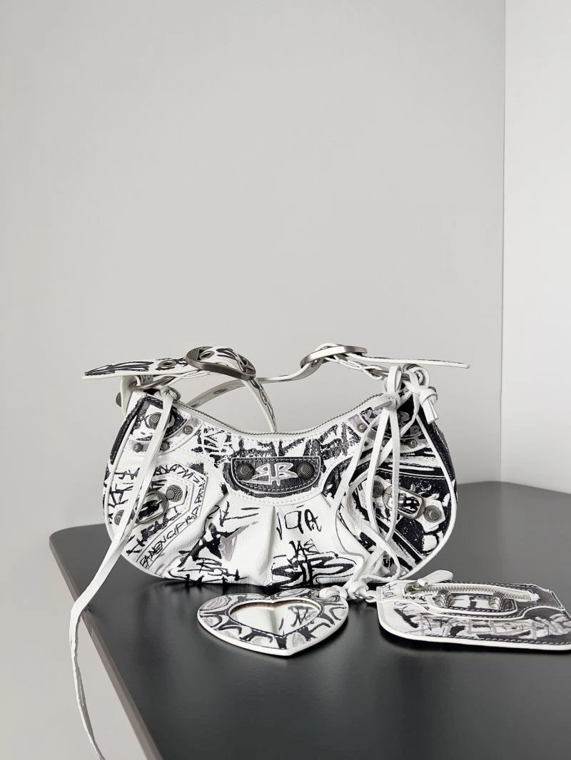 Balenciaga Le Cagole Retro Half-Moon Studded Shoulder Bag