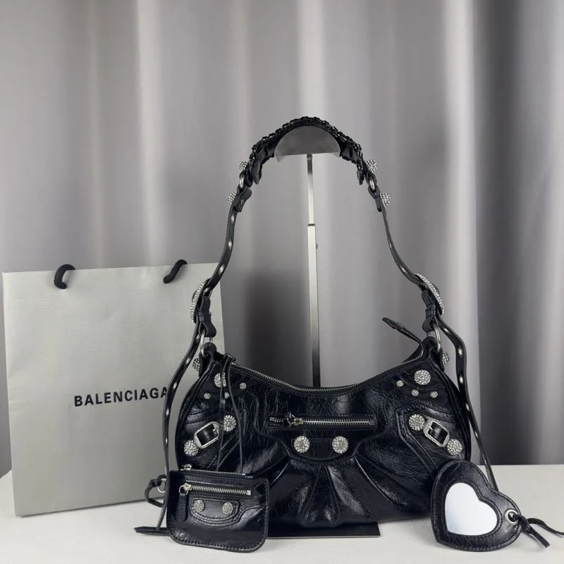 Balenciaga Le Cagole Rhinestone Half-Moon Crossbody Bag