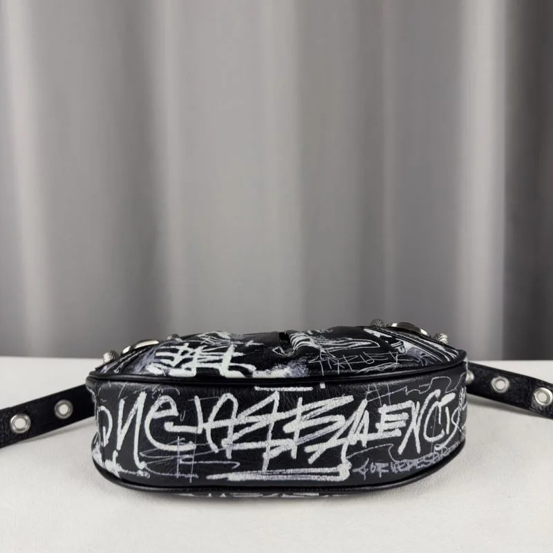 Mirror quality Balenciaga Le Cagole Small Graffiti Half-Moon Crossbody Bag